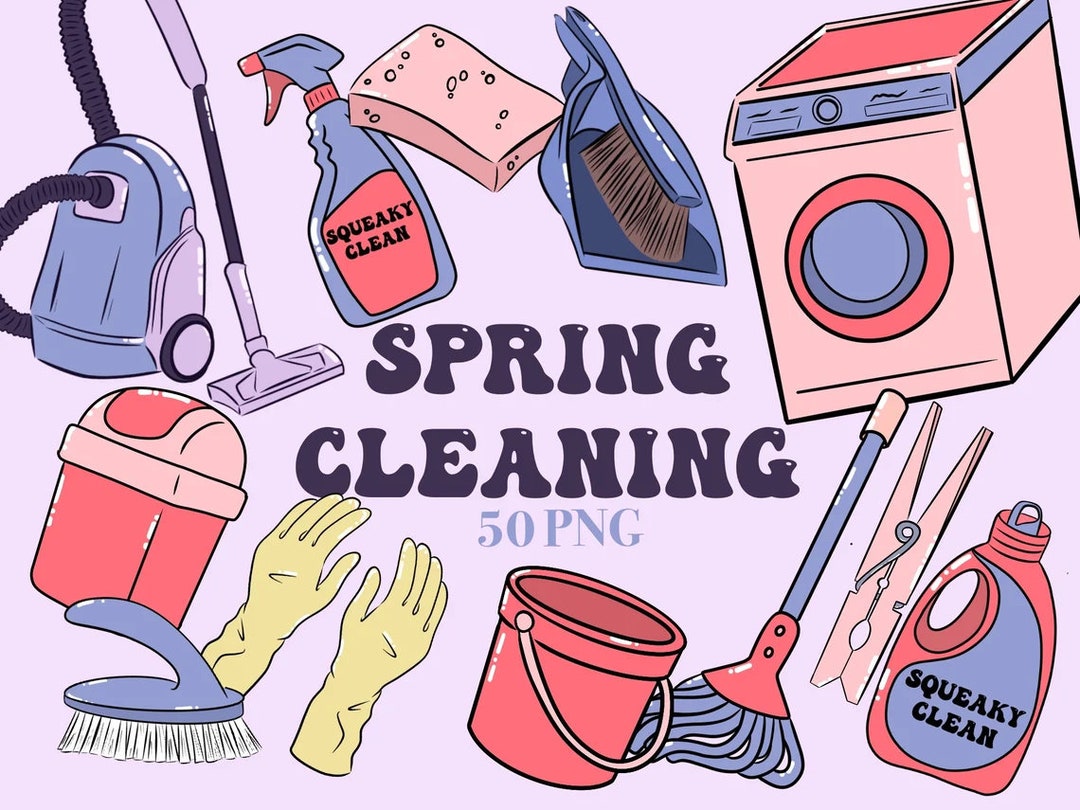 Spring Clean Clipart, Cleaning Clip Art Set, House Work Clipart ...