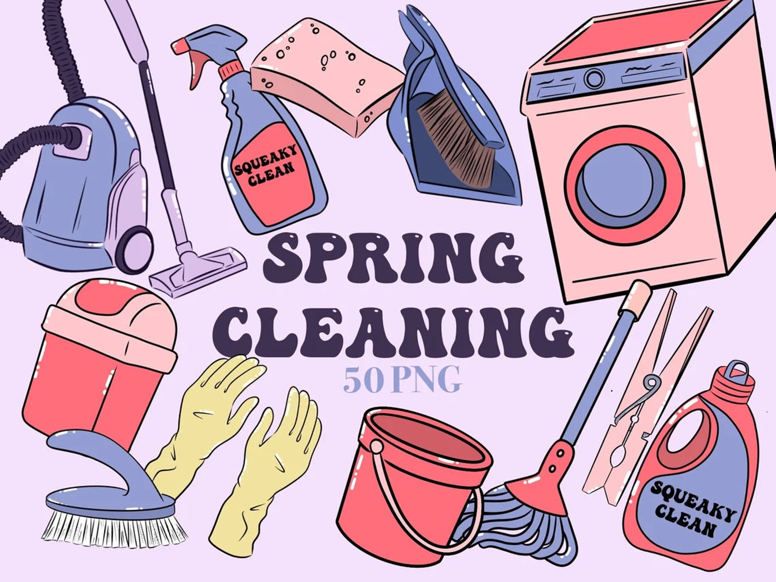 Spring Clean Clipart, Cleaning Clip Art Set, House Work Clipart ...