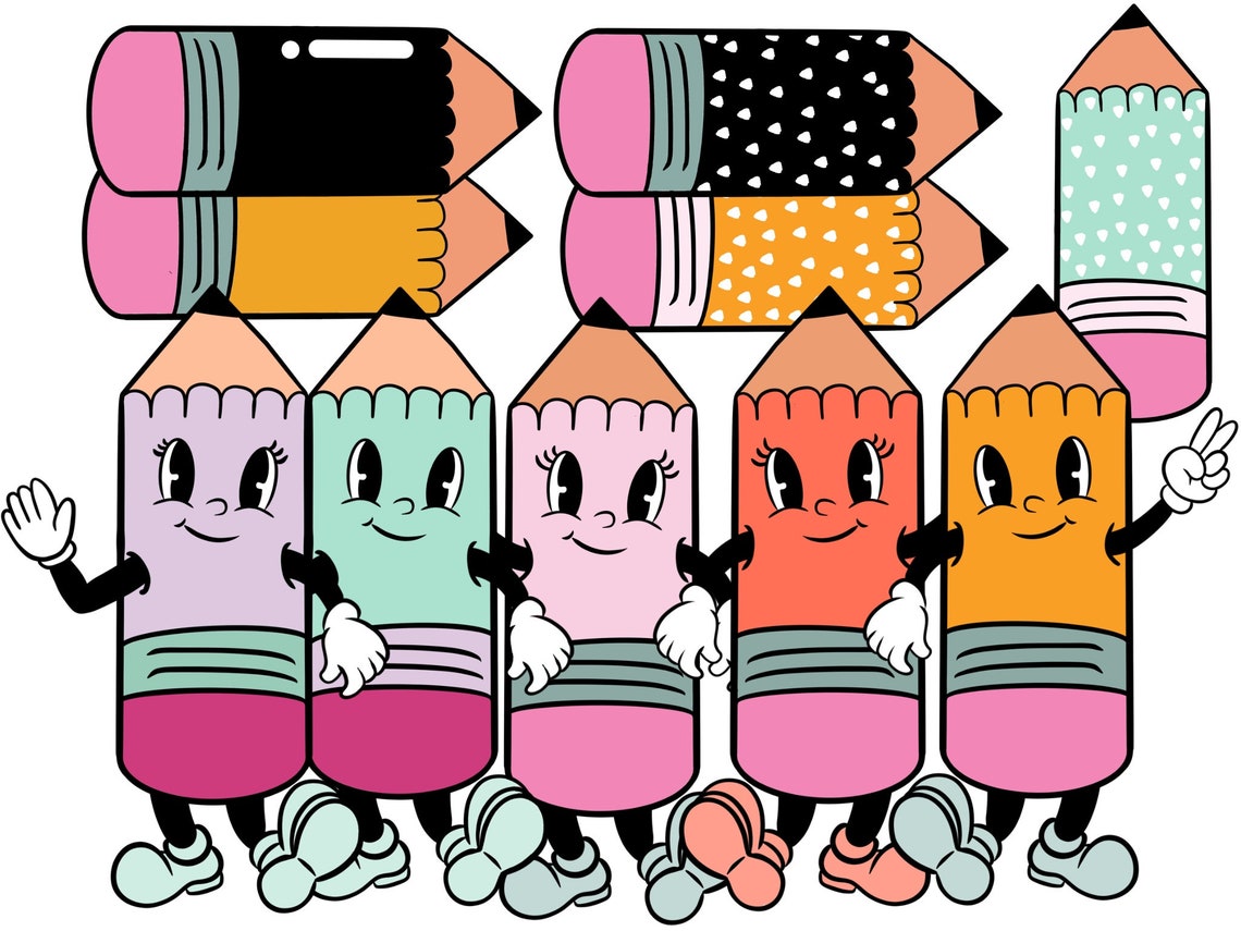 Hippie School Clipart Groovy School Clip Art Retro School - Etsy