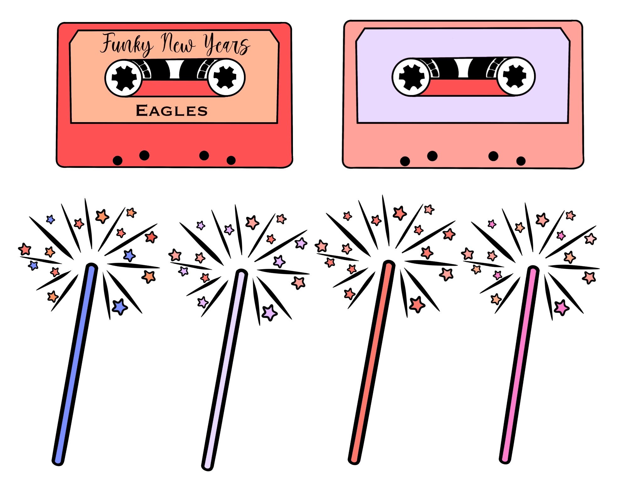 Hippie New Year Clipart, Groovy New Year Clipart Art, New Year's Eve ...