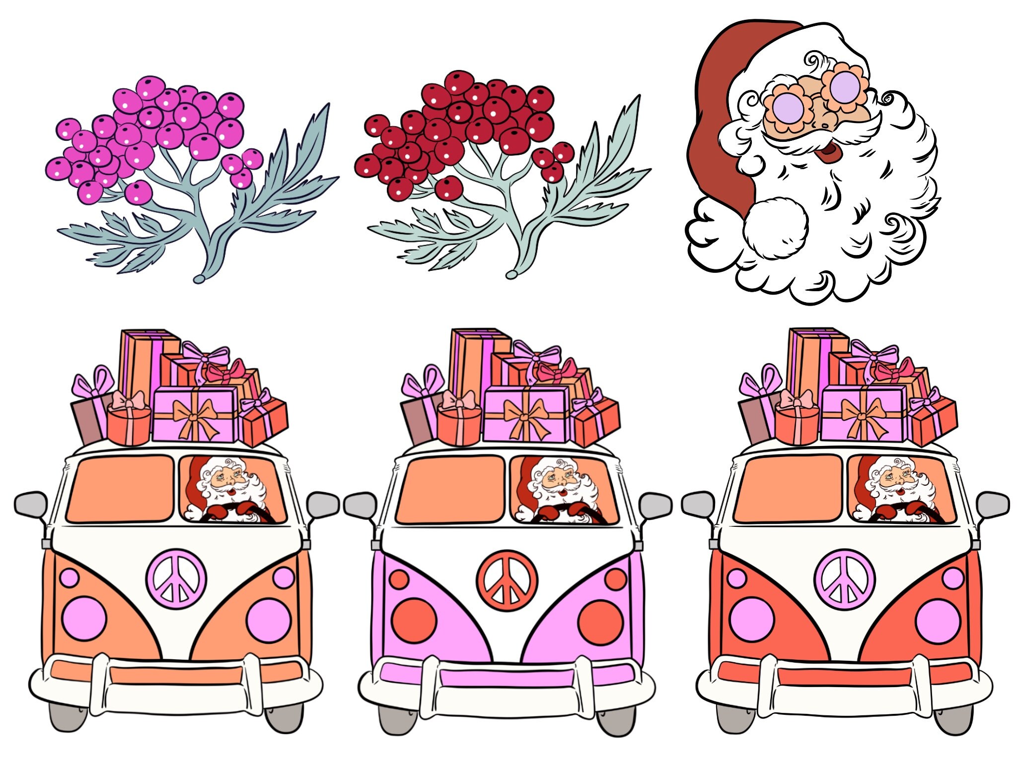 Hippie Christmas Clipart Groovy Christmas Clip Art Retro - Etsy