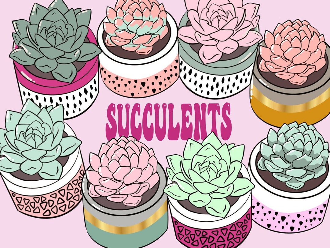 Succulents Clipart, Plants Clip Art Set, Commercial Use Clipart, Cactus ...