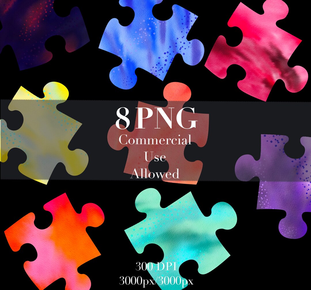Watercolor Puzzle Clipart, Puzzle Pieces Clip Art, Rainbow Puzzle Art ...