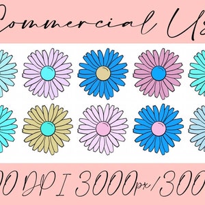 Flower Clipart Set, Hippie Flowers Clip Art, Spring Flowers Clipart ...