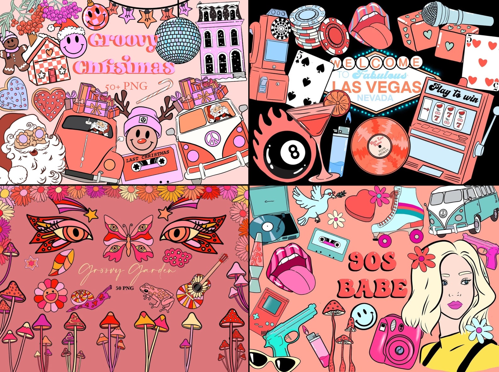 Hippie Clipart Bundle Groovy Clip Art Set Boho Clipart Png - Etsy