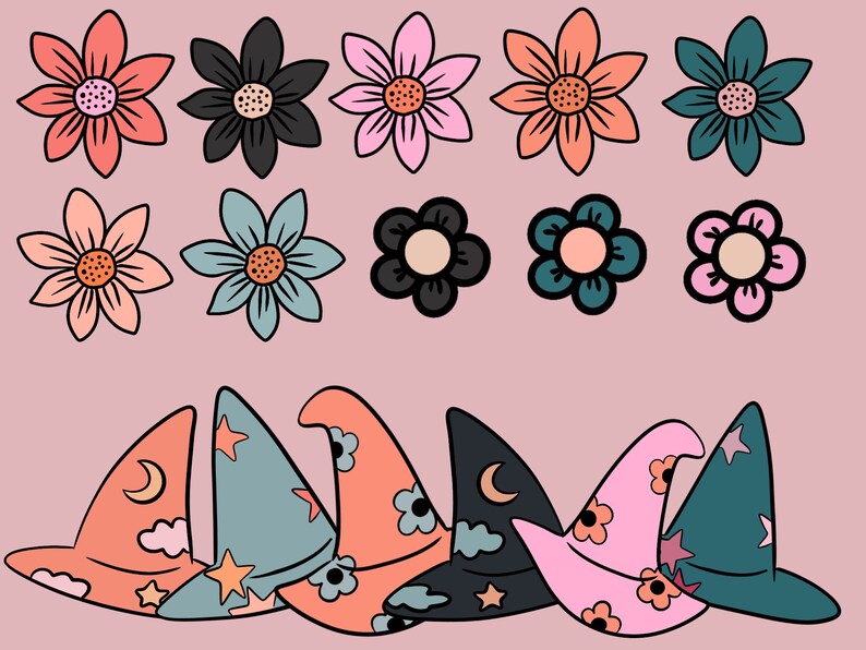 Hippie Halloween Clipart Groovy Halloween Clip Art Retro - Etsy