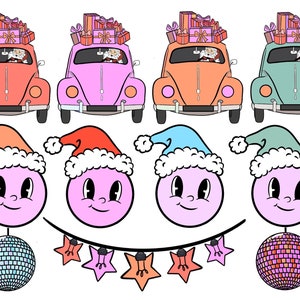 Hippie Christmas Clipart Groovy Christmas Clip Art Retro - Etsy