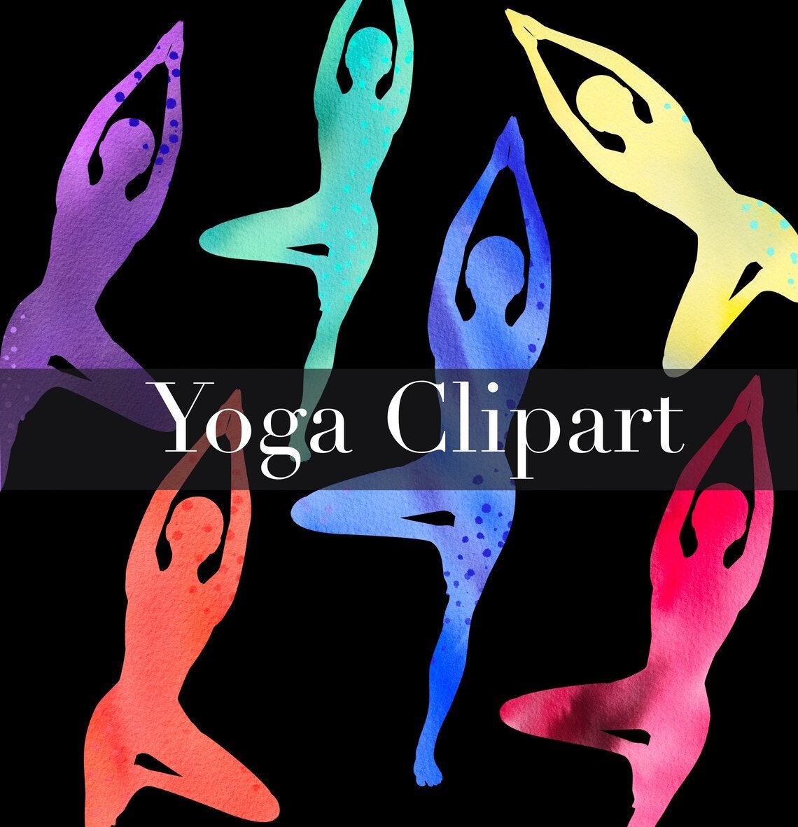 Yoga Clipart Set, Yoga Pose Clip Art, Watercolor Yoga Clipart ...