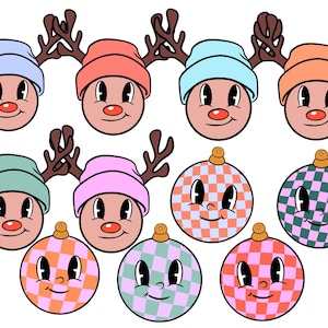 Hippie Christmas Clipart, Groovy Christmas Clip Art, Retro Christmas ...