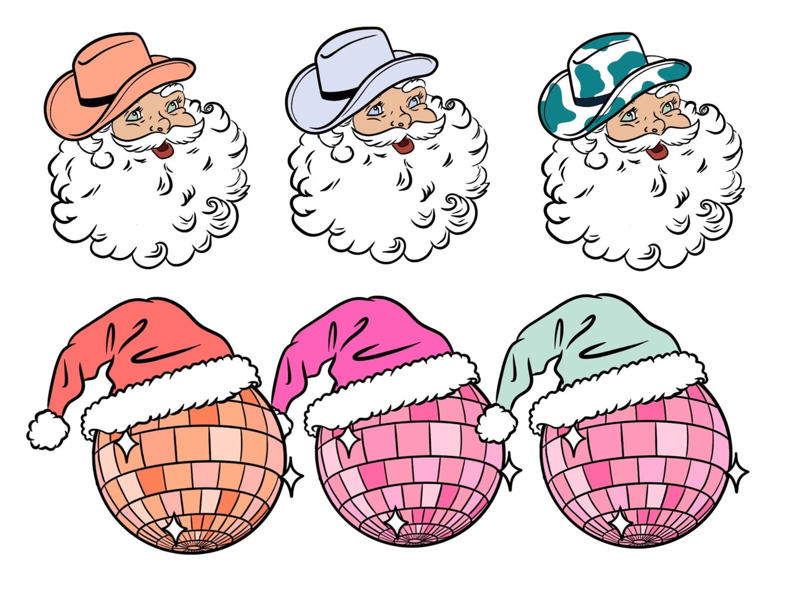 Cowboy Christmas Clipart, Boho Christmas Clip Art, Hippie Christmas Png ...