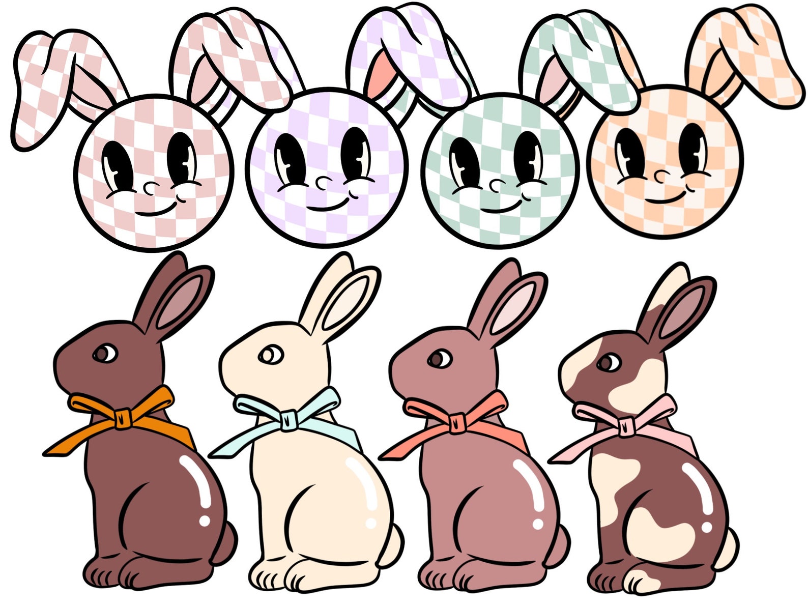Groovy Easter Clipart Hippie Easter Clip Art Easter Bunny - Etsy