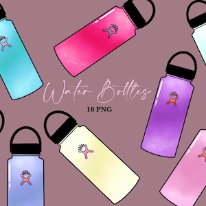 Water Bottle Clipart, Drinking Bottle Clip Art, Commercial Use, Kawaii ...