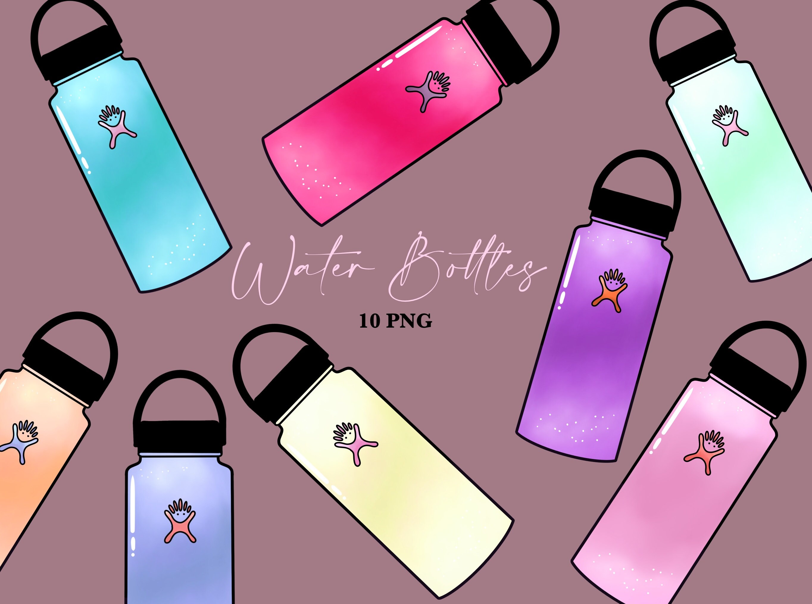 Water Bottle Clipart, Drinking Bottle Clip Art, Commercial Use, Kawaii ...