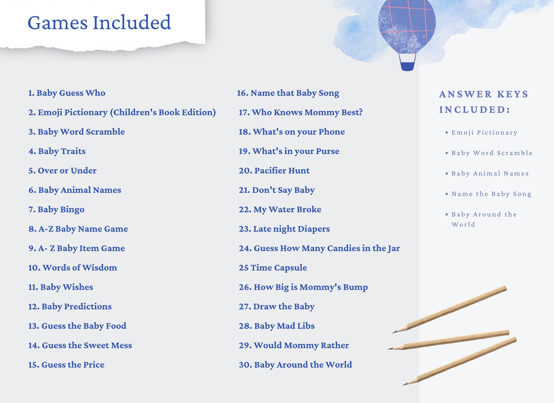 Hot Air Balloon Baby Shower Games Perfect for a - Etsy Canada