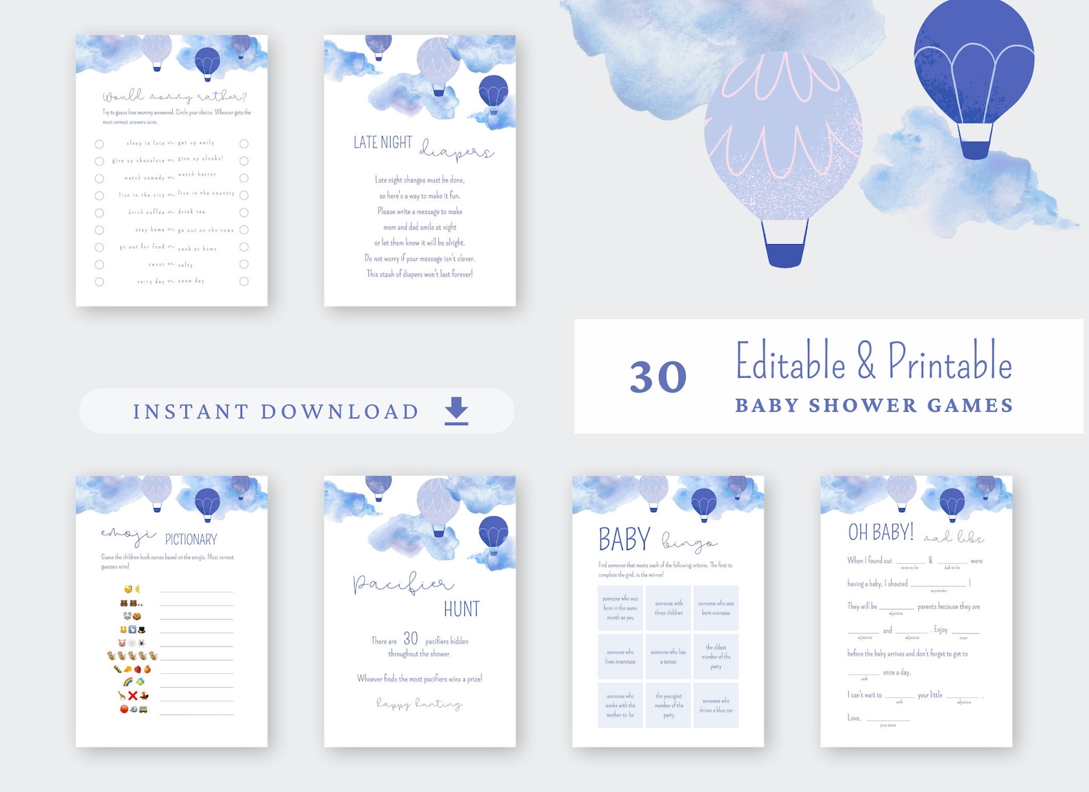 Hot Air Balloon Baby Shower Games Perfect for a - Etsy Canada