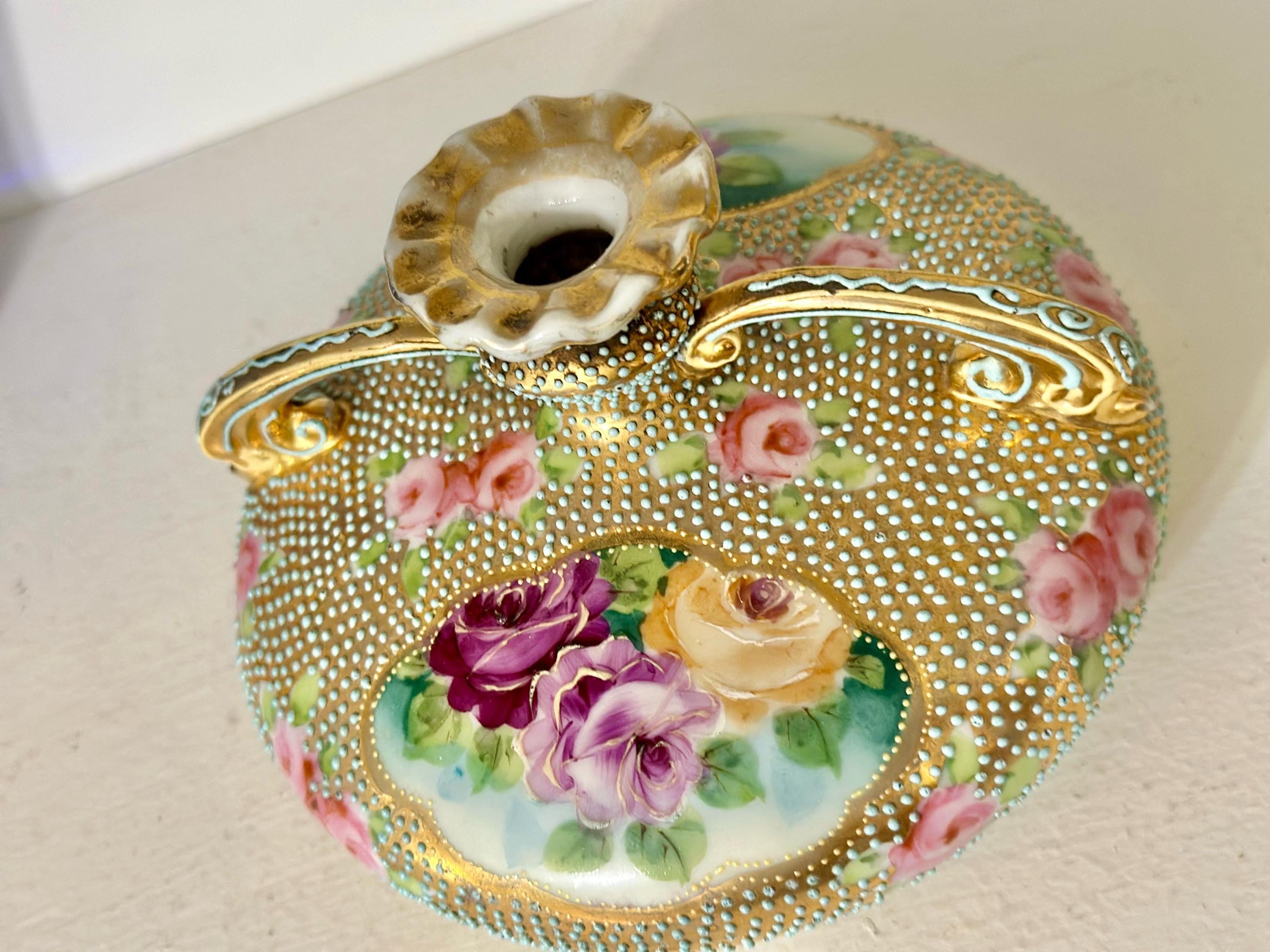 Rare Vintage Gold Bud Vase Adorned With Purple Flowers May Be Nippon - Etsy