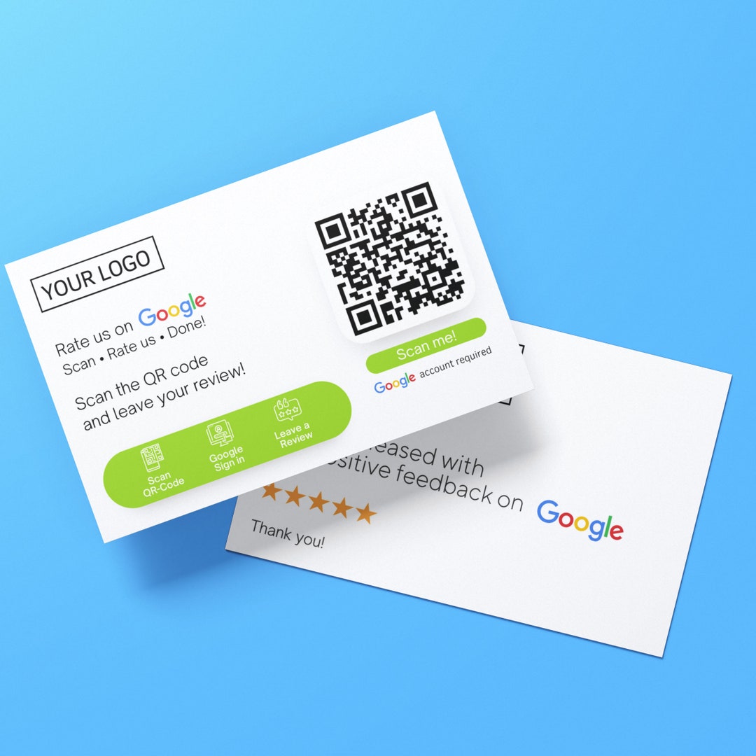 Printed Business Cards QR Code Google Review Feedback Cards - Etsy