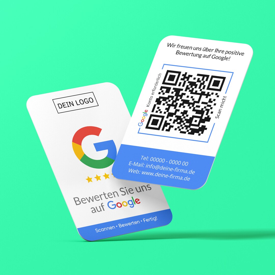 Yellow Blue Rating Cards With Logo for Google Rating With QR Code Thank ...