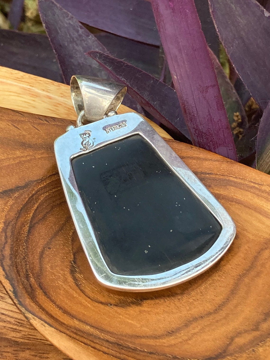 Sterling Silver Intarsia Pendant - Etsy