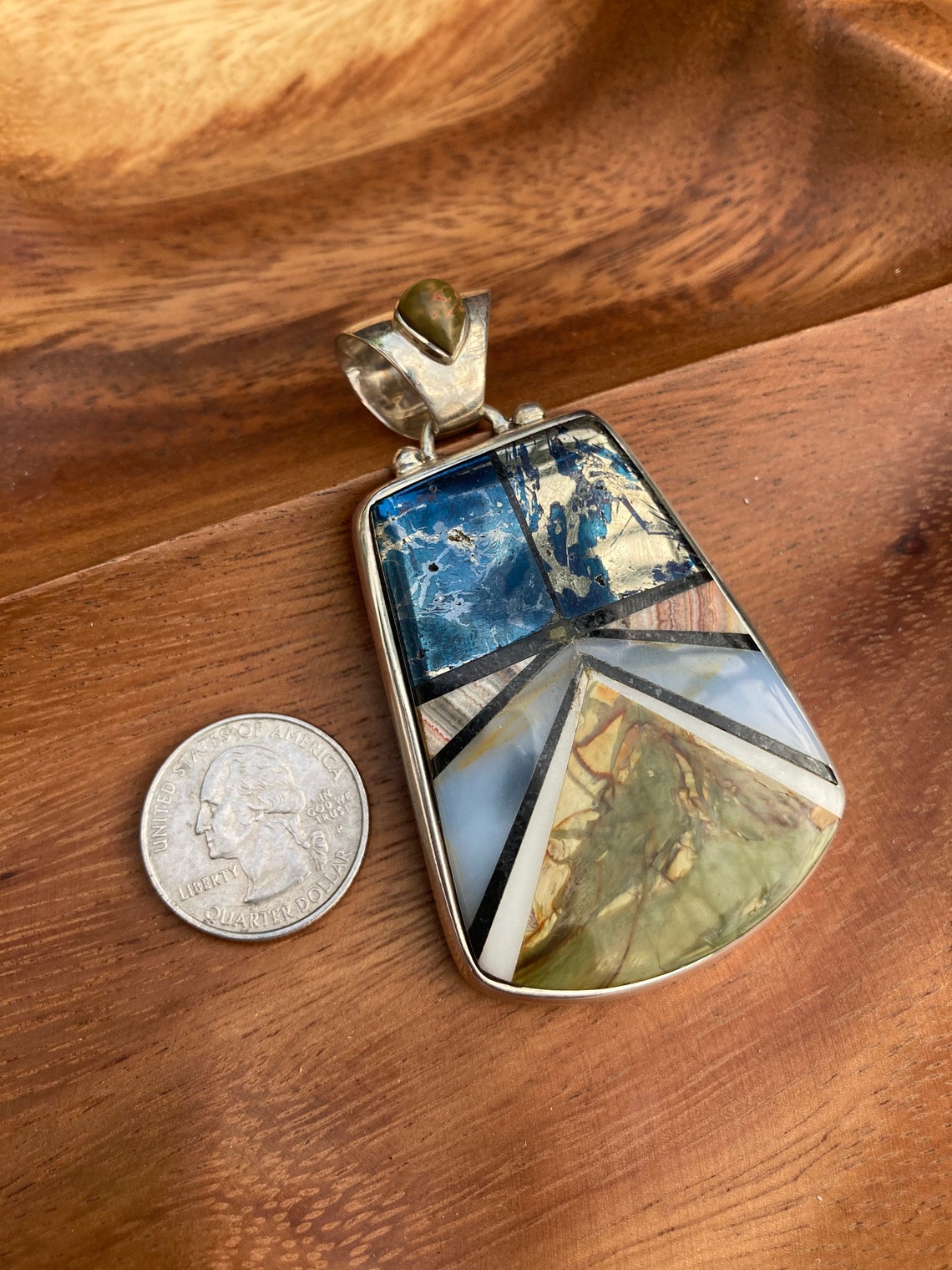Sterling Silver Intarsia Pendant - Etsy