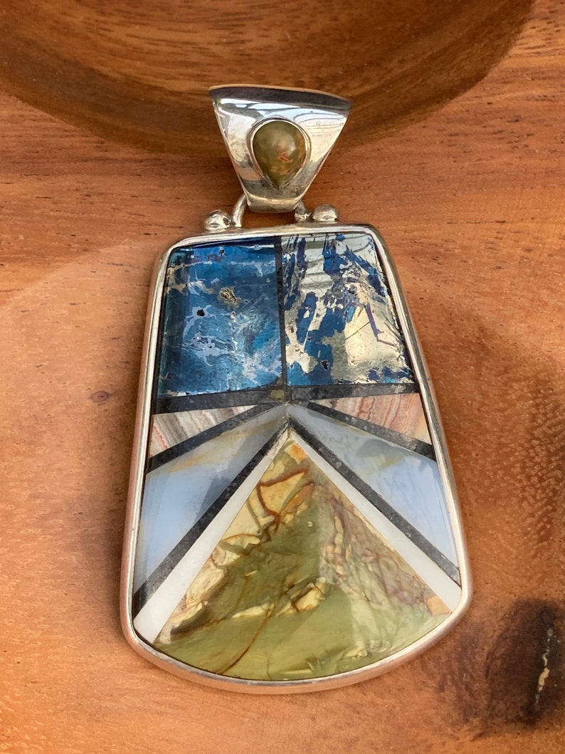 Sterling Silver Intarsia Pendant - Etsy