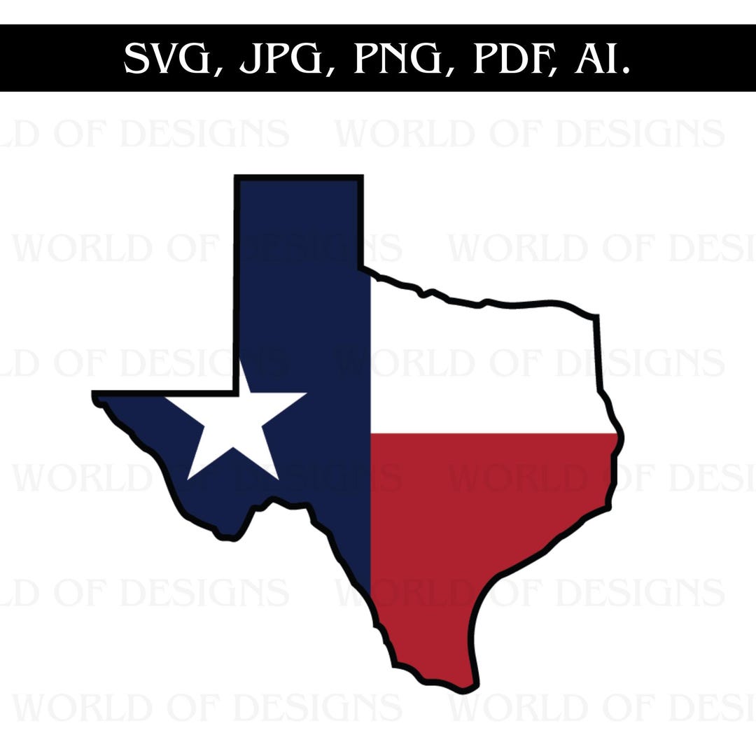 Texas, TX, Shape Outline, State Flag, Patriotic Design (digital ...