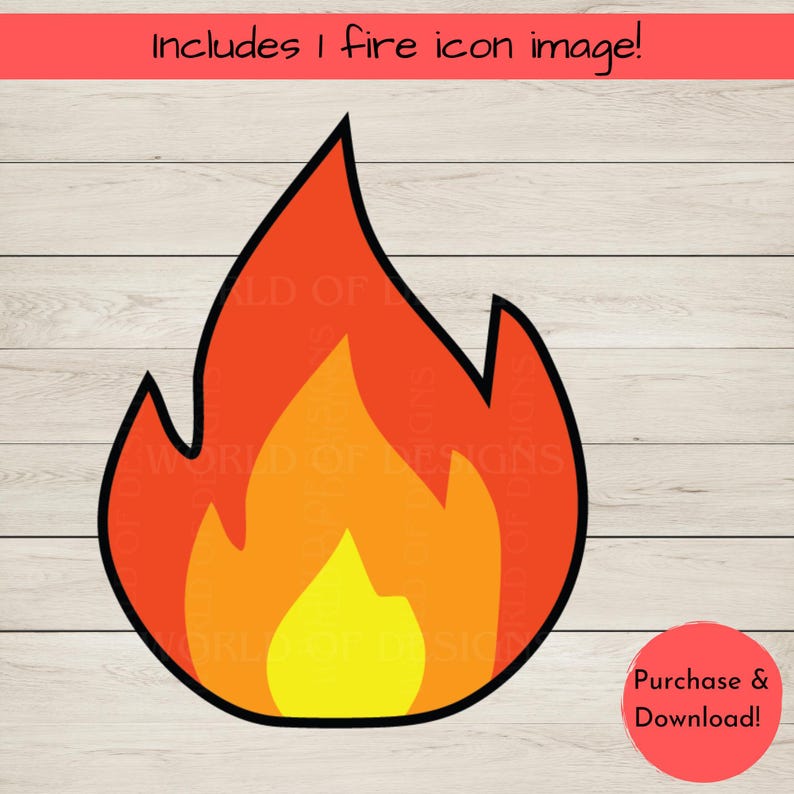 Simple Fire Icon SVG, Flame Clipart (digital Download) - Etsy