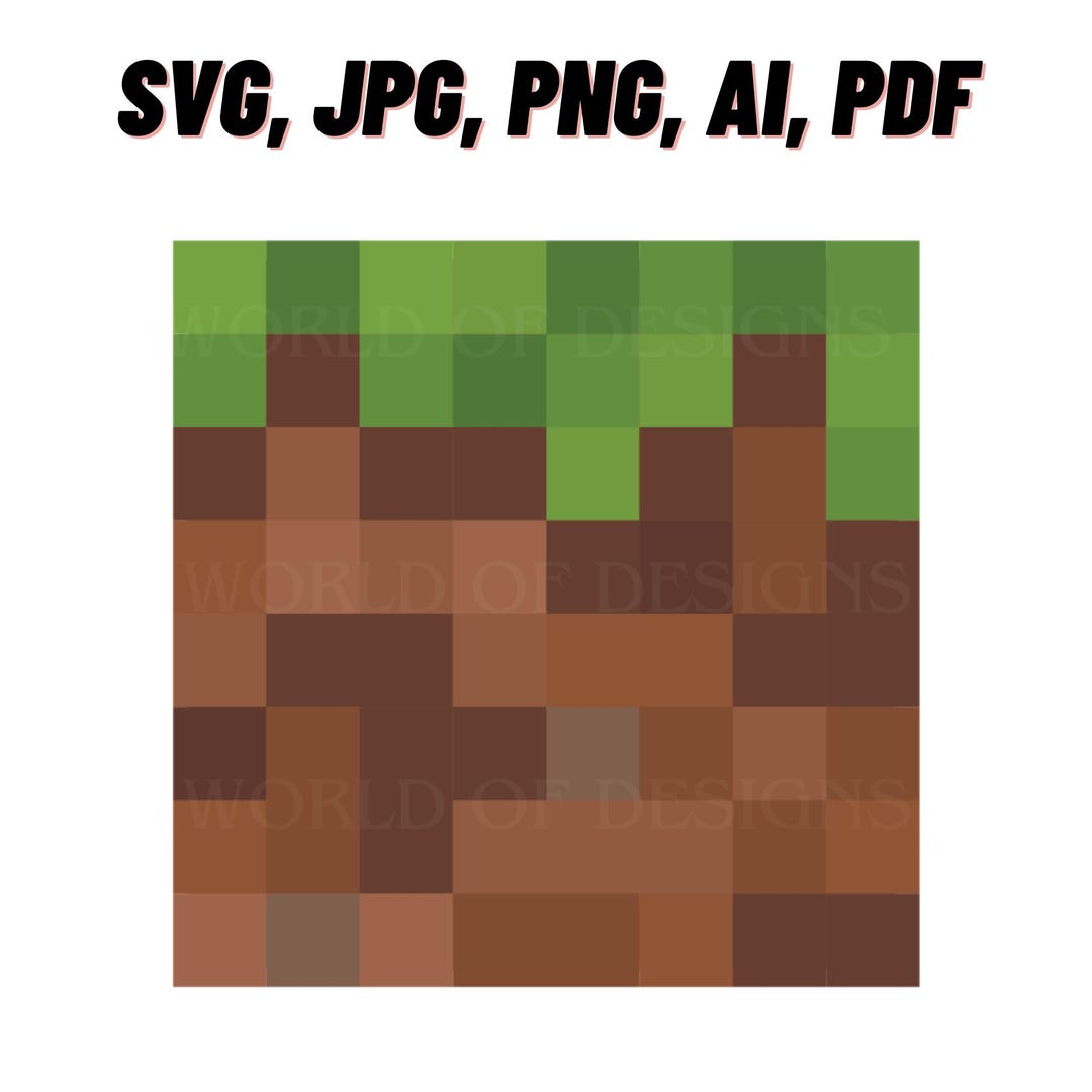 Pixel Grass Block SVG | Dirt Block Logo | Pixel Art Gaming Clipart ...