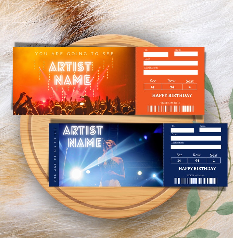 Custom Editable Gift Ticket Template, Fake Concert Ticket, Pdf Template ...