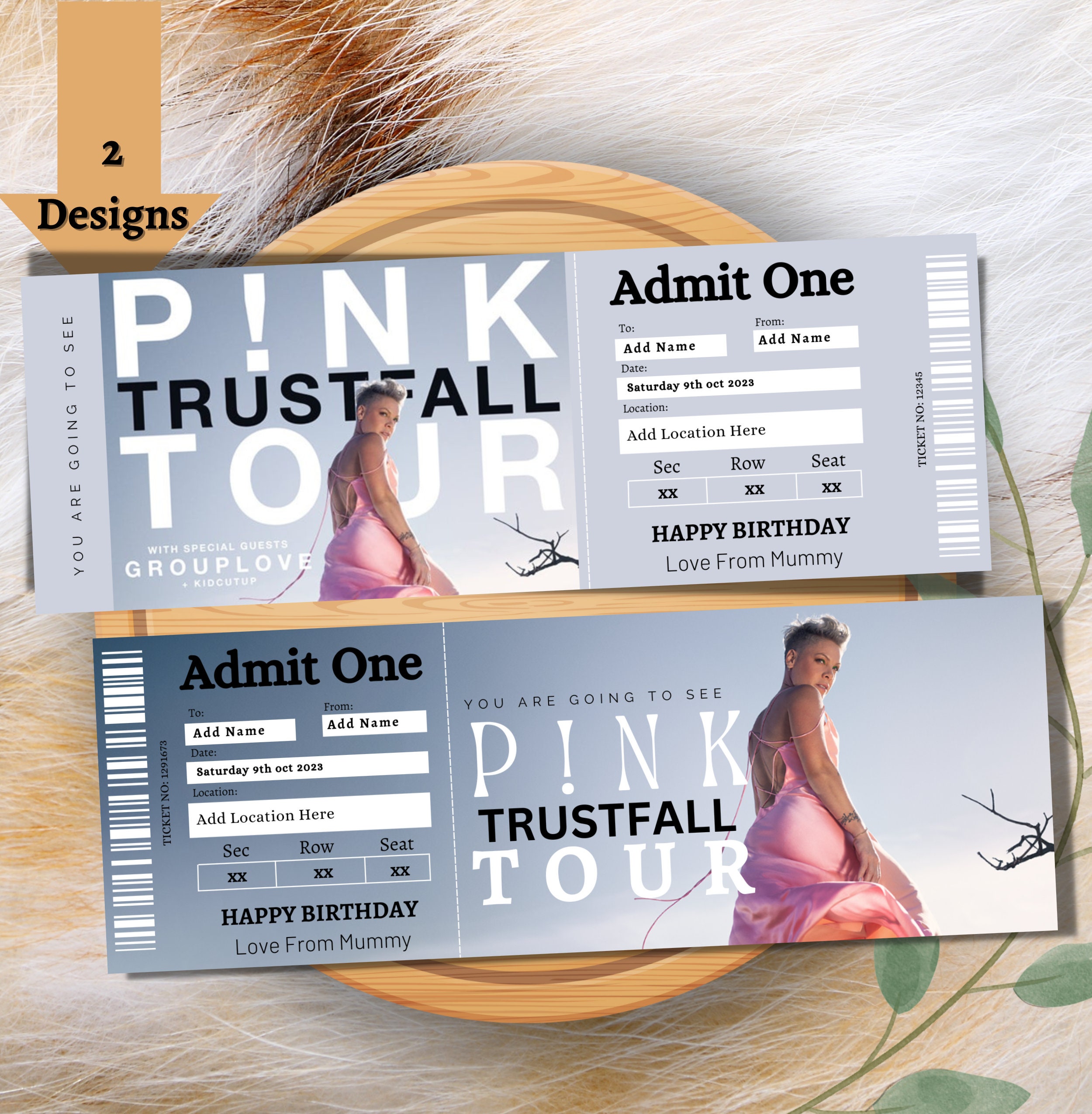 Surprise Pink Concert Tickets. Trustfall Tour 2023 Ticket Stub ...