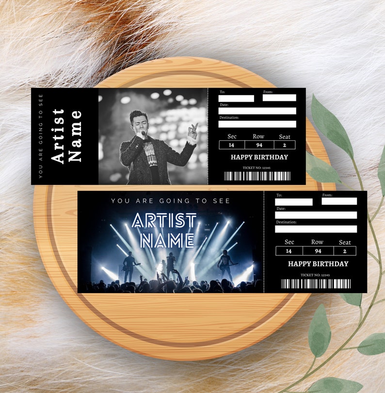 Custom Editable Gift Ticket Template, Fake Concert Ticket, Pdf Template ...