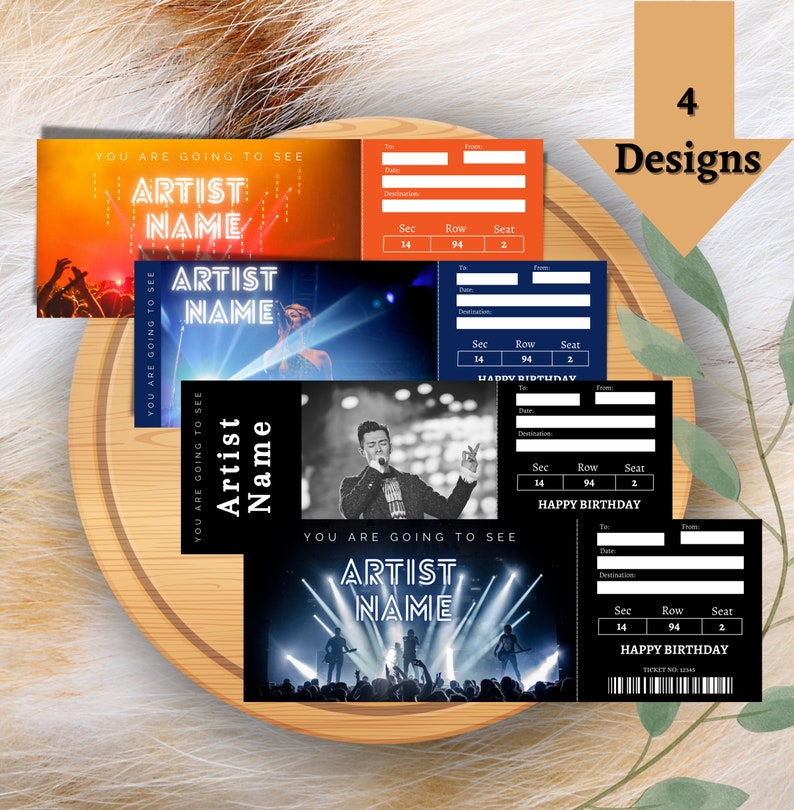 Custom Editable Gift Ticket Template, Fake Concert Ticket, Pdf Template ...