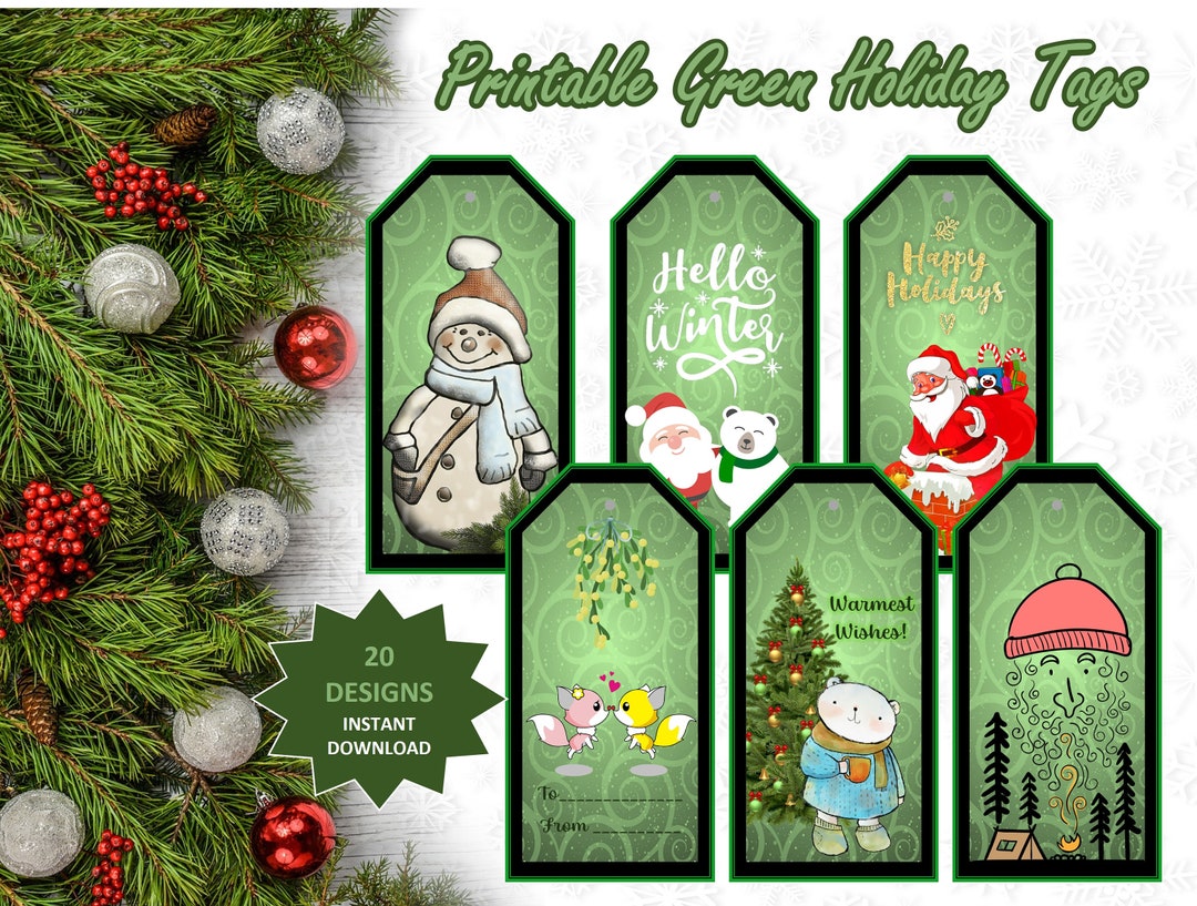 Printable Christmas Gift Tags, Digital Christmas Tags, Downloadable ...