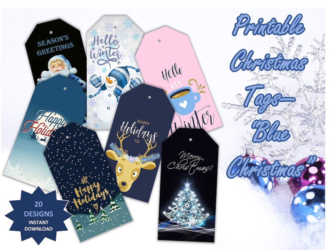Printable Christmas Gift Tags, Digital Christmas Tags, Downloadable ...
