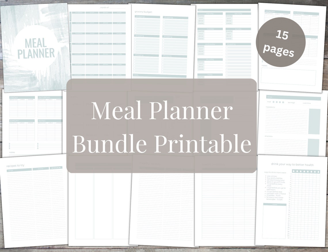 Meal Planner Bundle Instant Download and Print Blue - Etsy