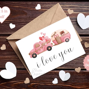 Valentines Day Truck Card Instant Download Pdf File 7 X 5 - Etsy