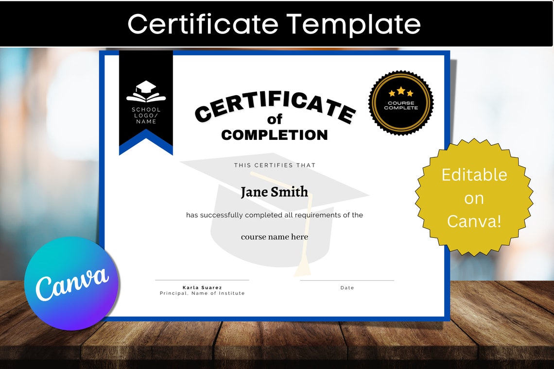 DIY Certificate of Completion Template, Gold Certificate Template ...