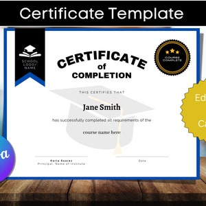 DIY Certificate of Completion Template, Gold Certificate Template ...