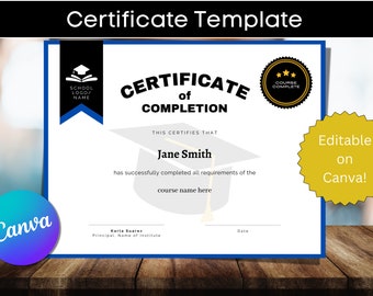 DIY Certificate of Completion Template, Gold Certificate Template ...