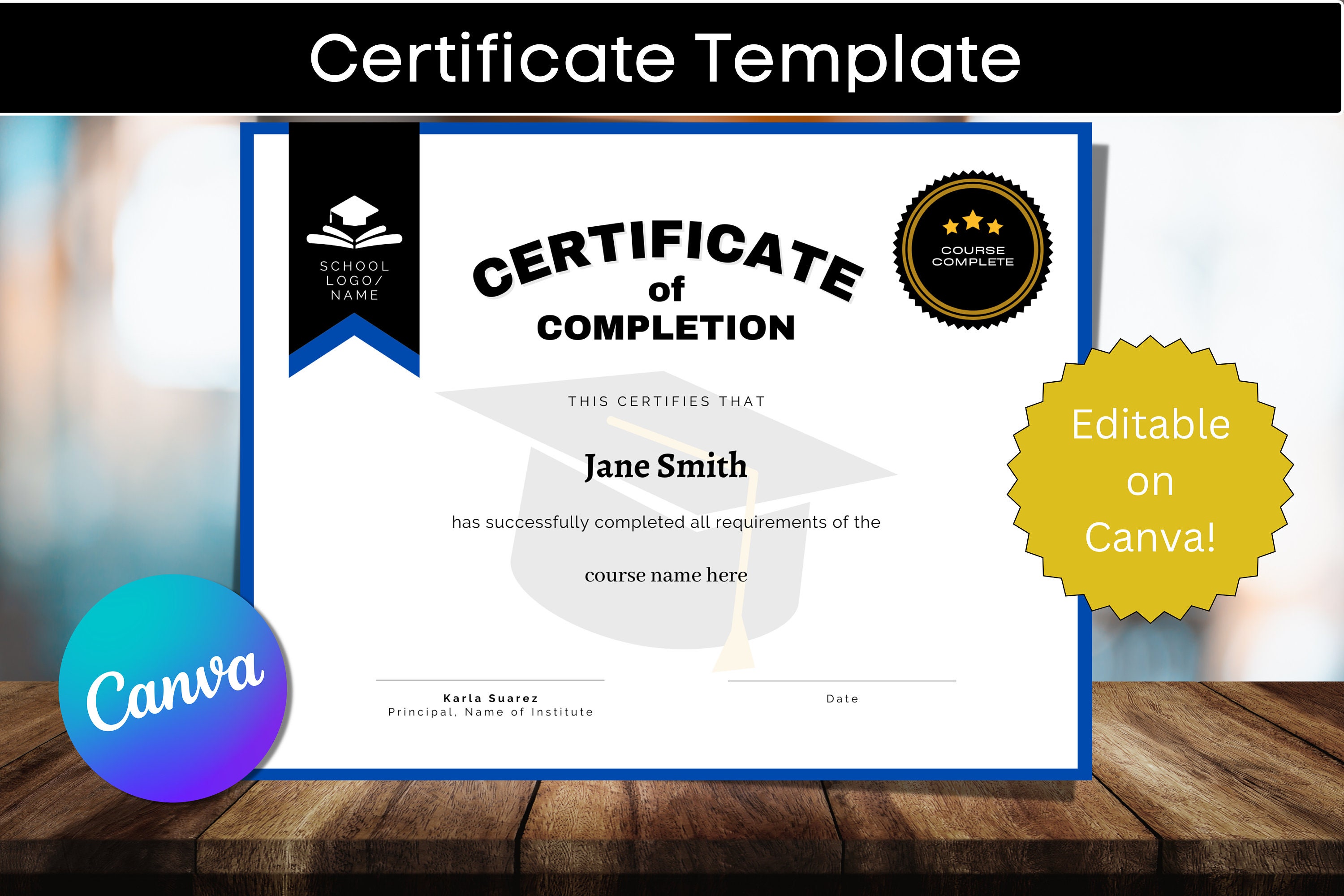 DIY Certificate of Completion Template, Gold Certificate Template ...