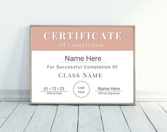 DIY Certificate of Completion Template, Gold Certificate Template ...