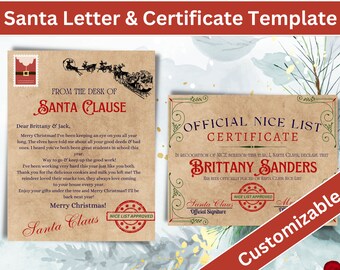 DIGITAL Customizable Letter From Santa Template - Edit Yourself - Etsy