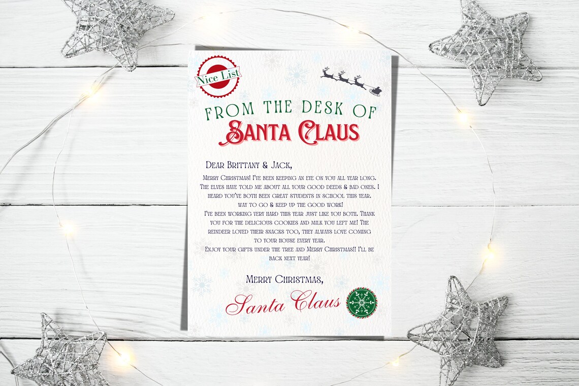 DIGITAL Customizable Letter From Santa Template - Edit Yourself - Etsy