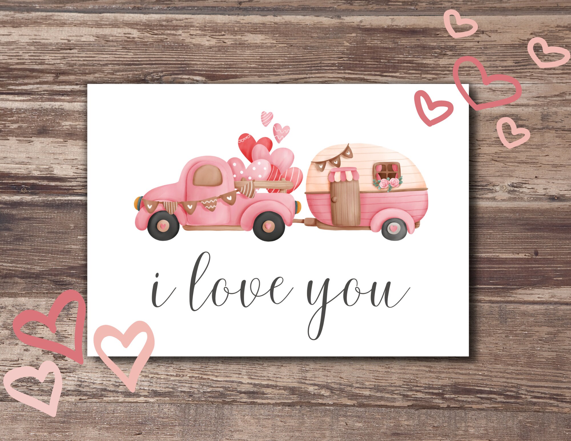 Valentines Day Truck Card Instant Download Pdf File 7 X 5 - Etsy