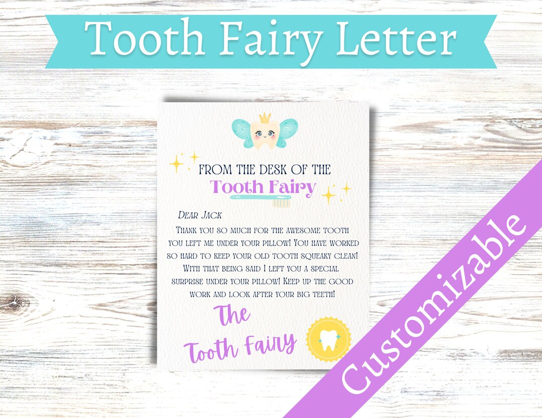 DIGITAL Customizable Tooth Fairy Letter- Instant Download - Etsy