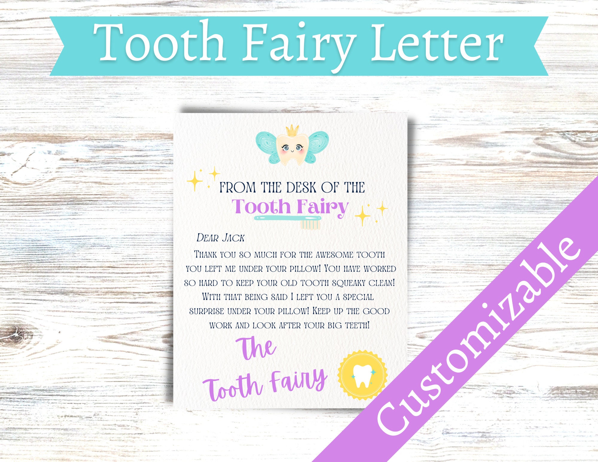 DIGITAL Customizable Tooth Fairy Letter Instant Download - Etsy