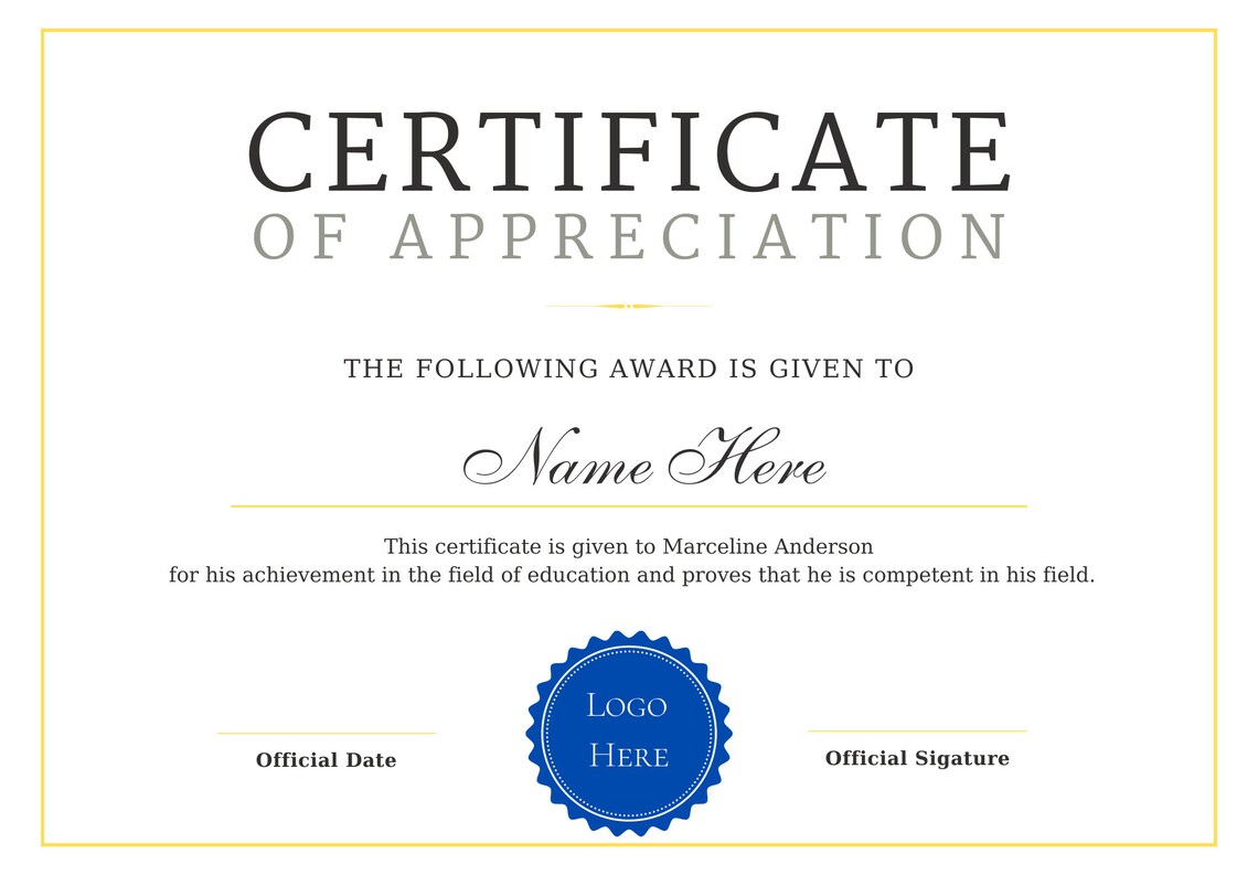DIY Certificate of Completion Template, Gold Certificate Template ...