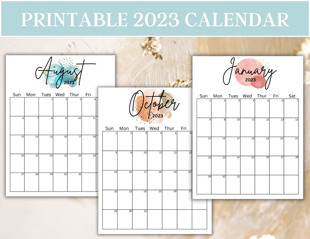 2023 Printable Yearly Calendar Portrait 8.5 X 11 - Etsy Australia