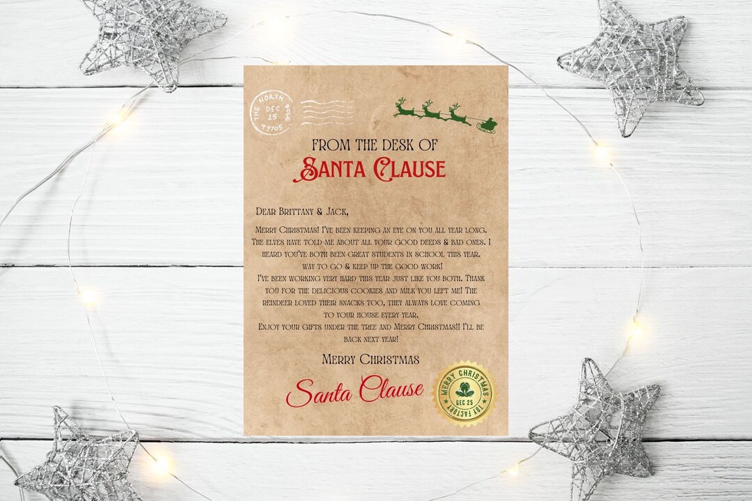 DIGITAL Customizable Letter From Santa Template - Edit Yourself - Etsy