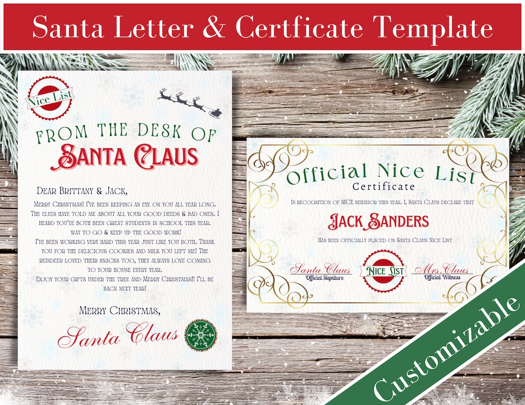 DIGITAL Customizable Letter From Santa Template - Edit Yourself - Etsy